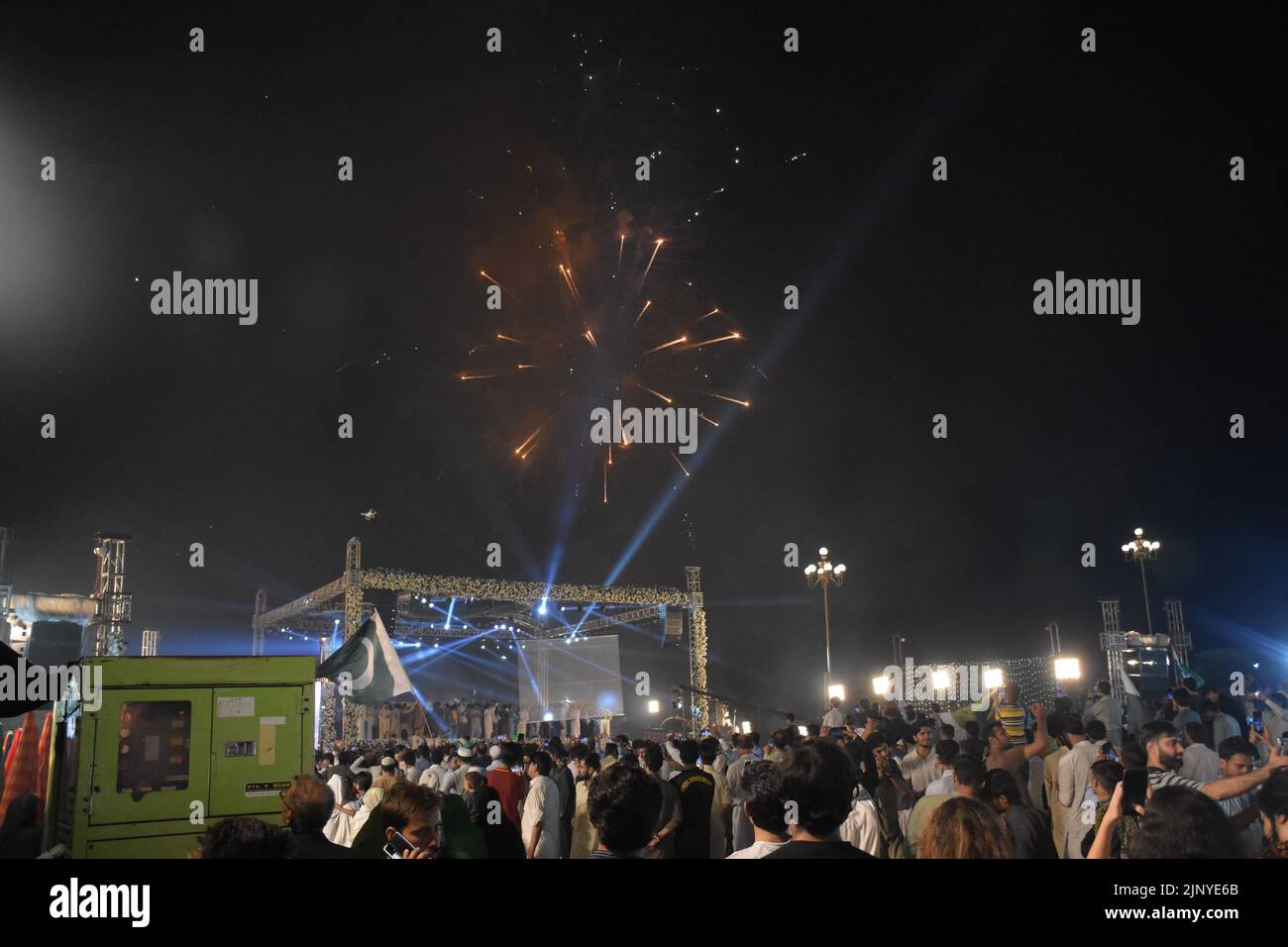 Islamabad, Capital, Pakistan. 14th Aug, 2022. Light and firework shows ...