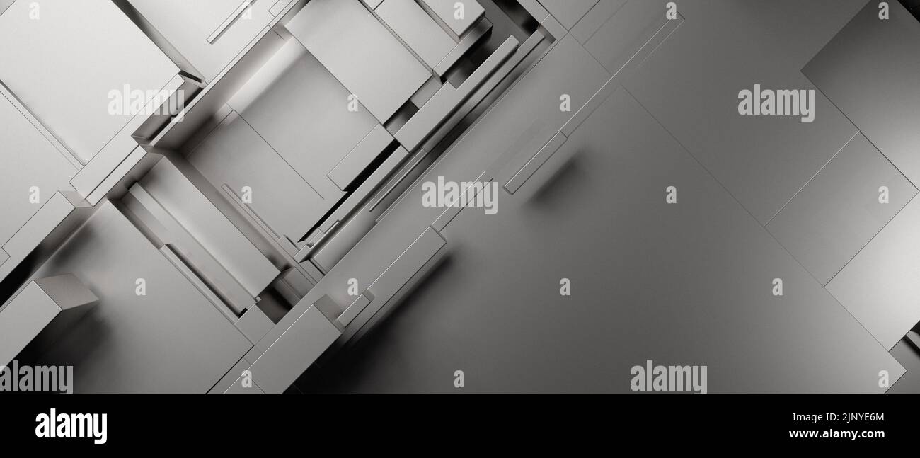 Abstract Elegant Futuristic Block Cubes Grey Abstract Background 3D ...