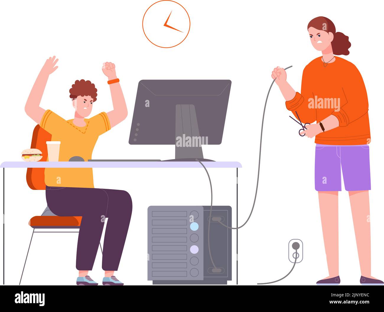 Teenager video game angry parent Stock Vector Images - Alamy