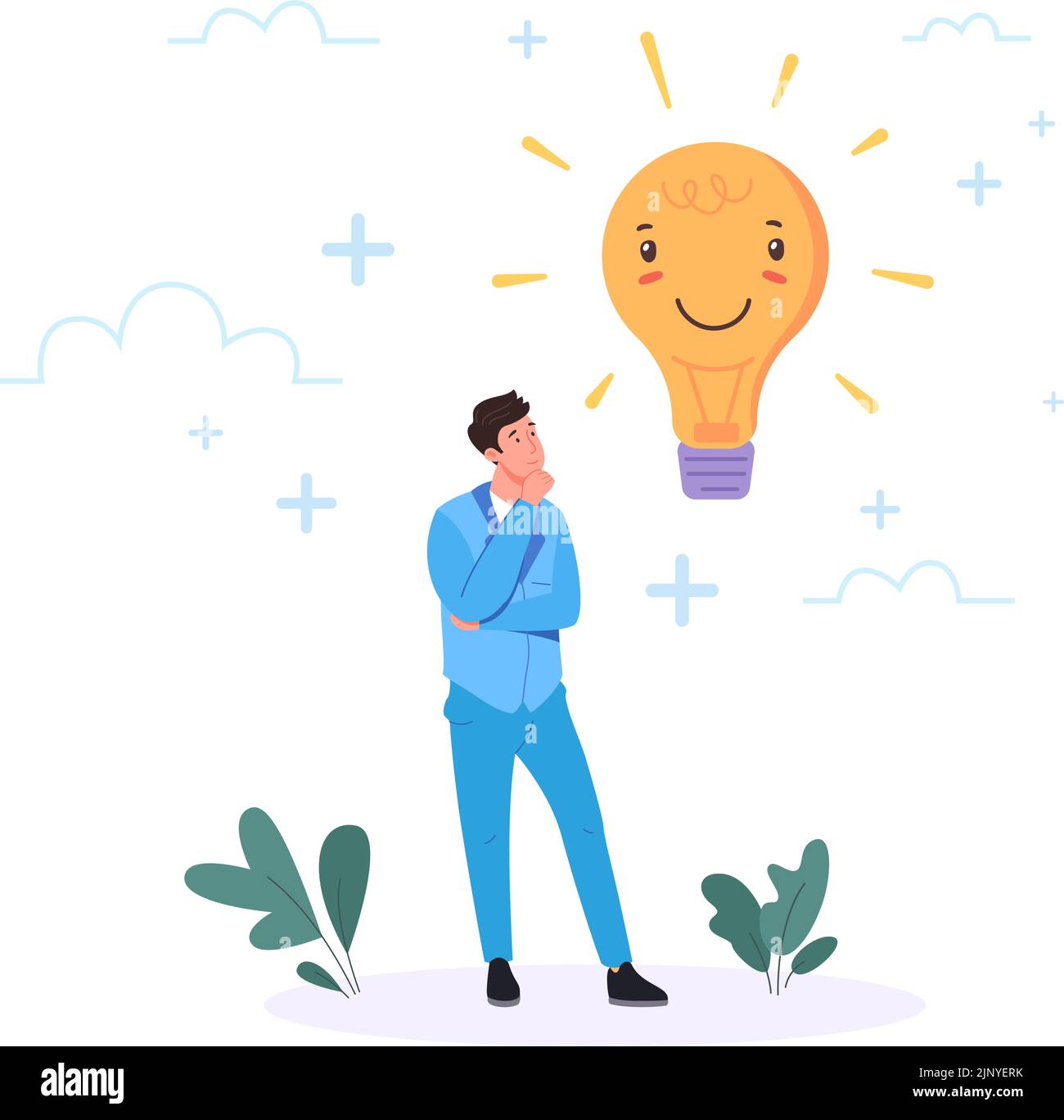 Thinking excellence. Positive good idea, achievement success in work ...