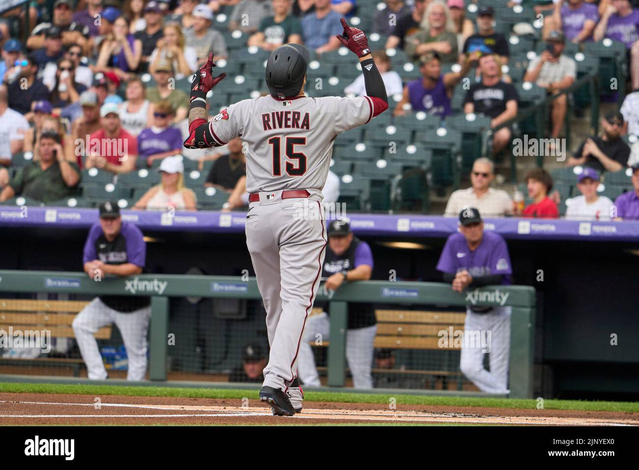 August 13 2022: Arizona designated hitter Emmanuel Rivera (15) hits a ...