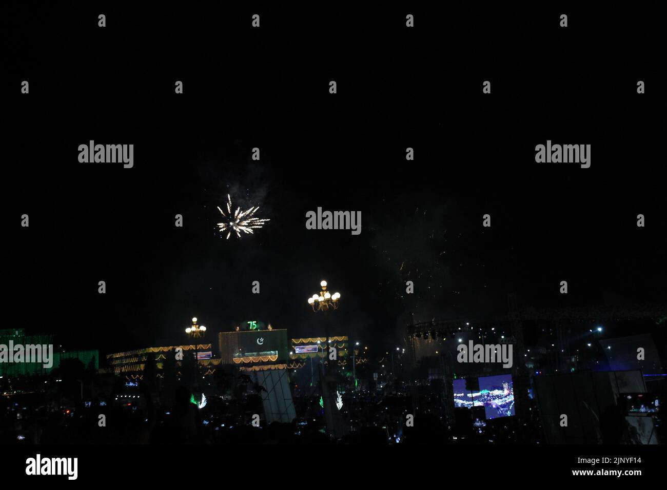 Islamabad, Capital, Pakistan. 14th Aug, 2022. Light and firework shows ...
