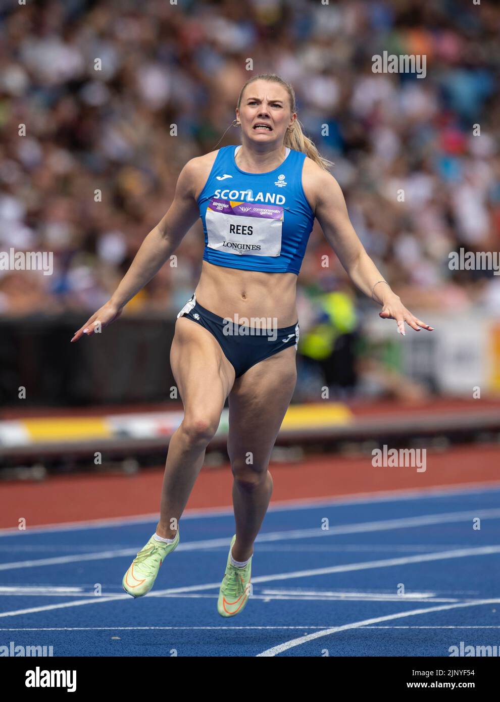 Alisha Rees of Scotland competing in the women’s 100m heats at the ...