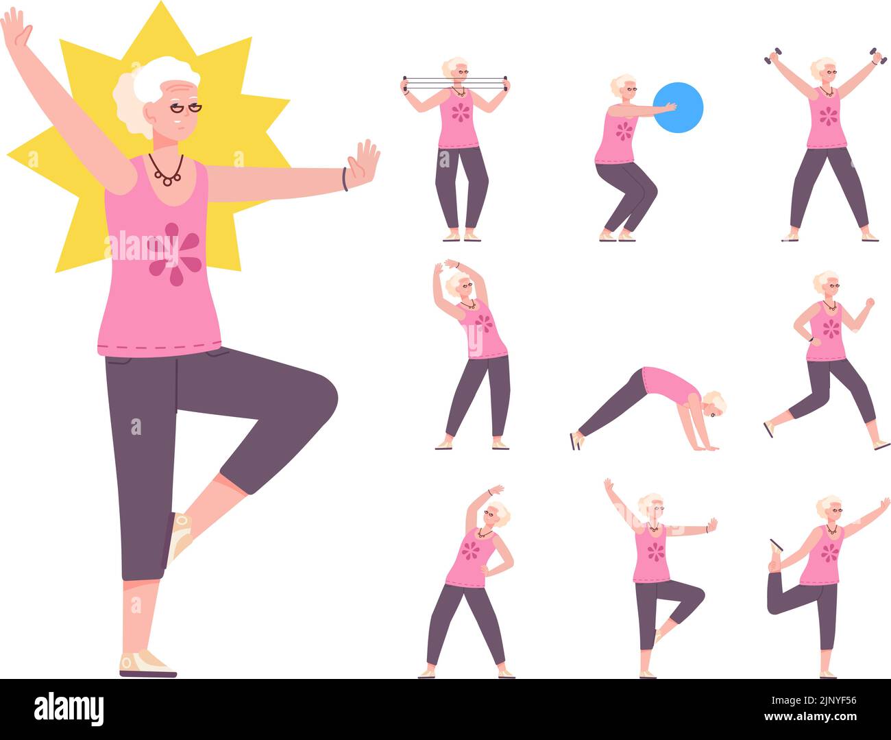 Seniors Woman Exercise Aged Lady Fitness Exercises Wellness Elderly