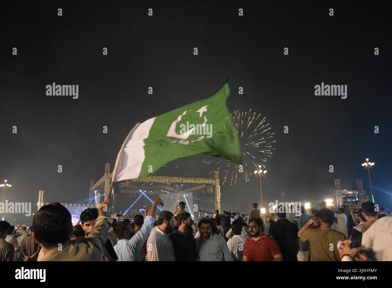 Islamabad, Capital, Pakistan. 14th Aug, 2022. Light and firework shows ...