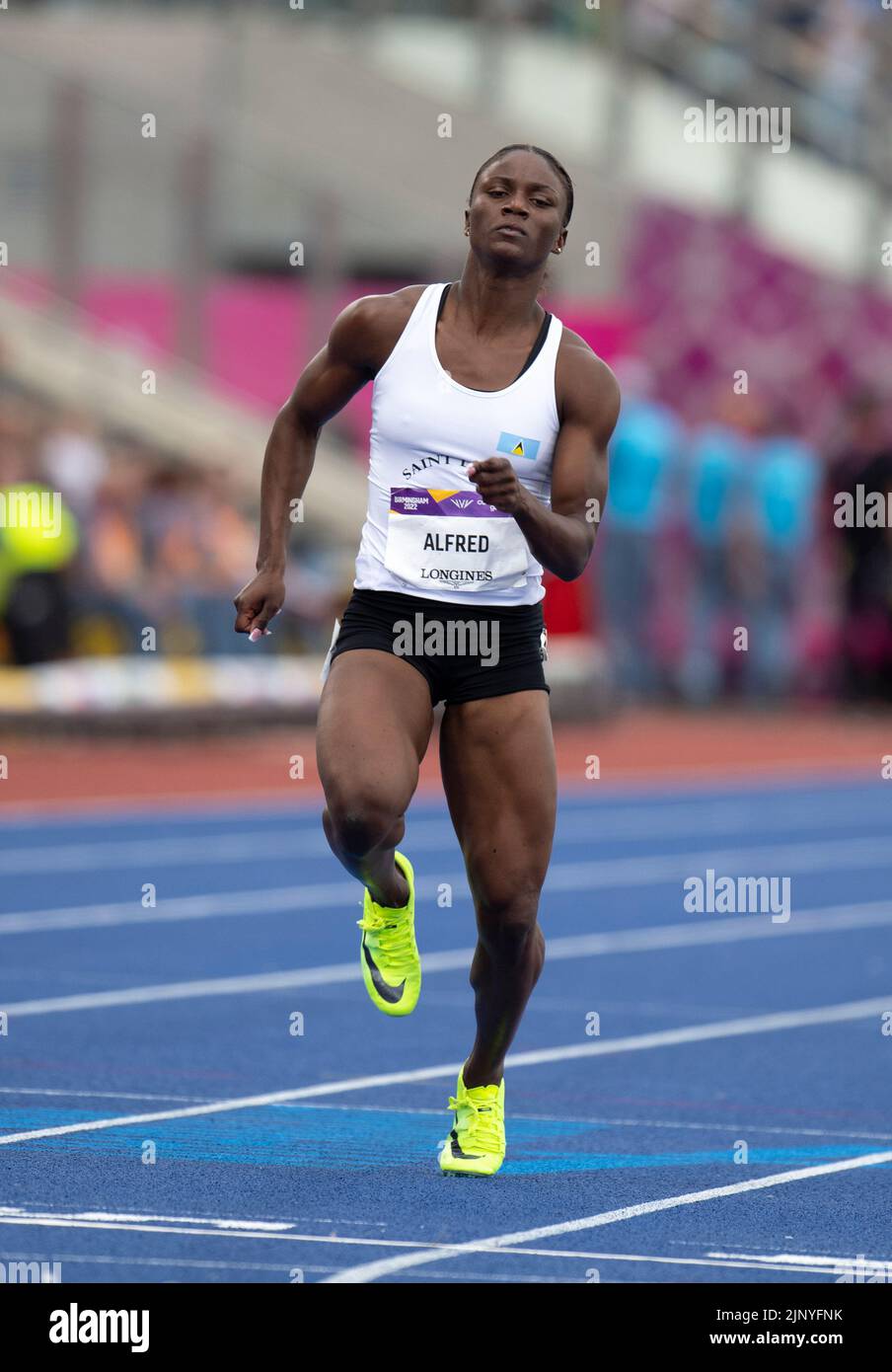 Julien Alfred of St Lucia competing in the women’s 100m heats at the ...