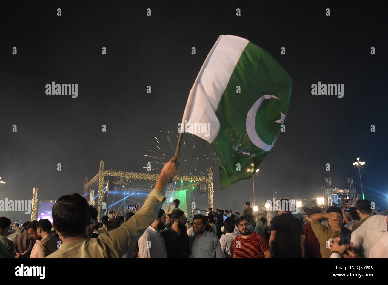 Islamabad, Capital, Pakistan. 14th Aug, 2022. Light and firework shows ...
