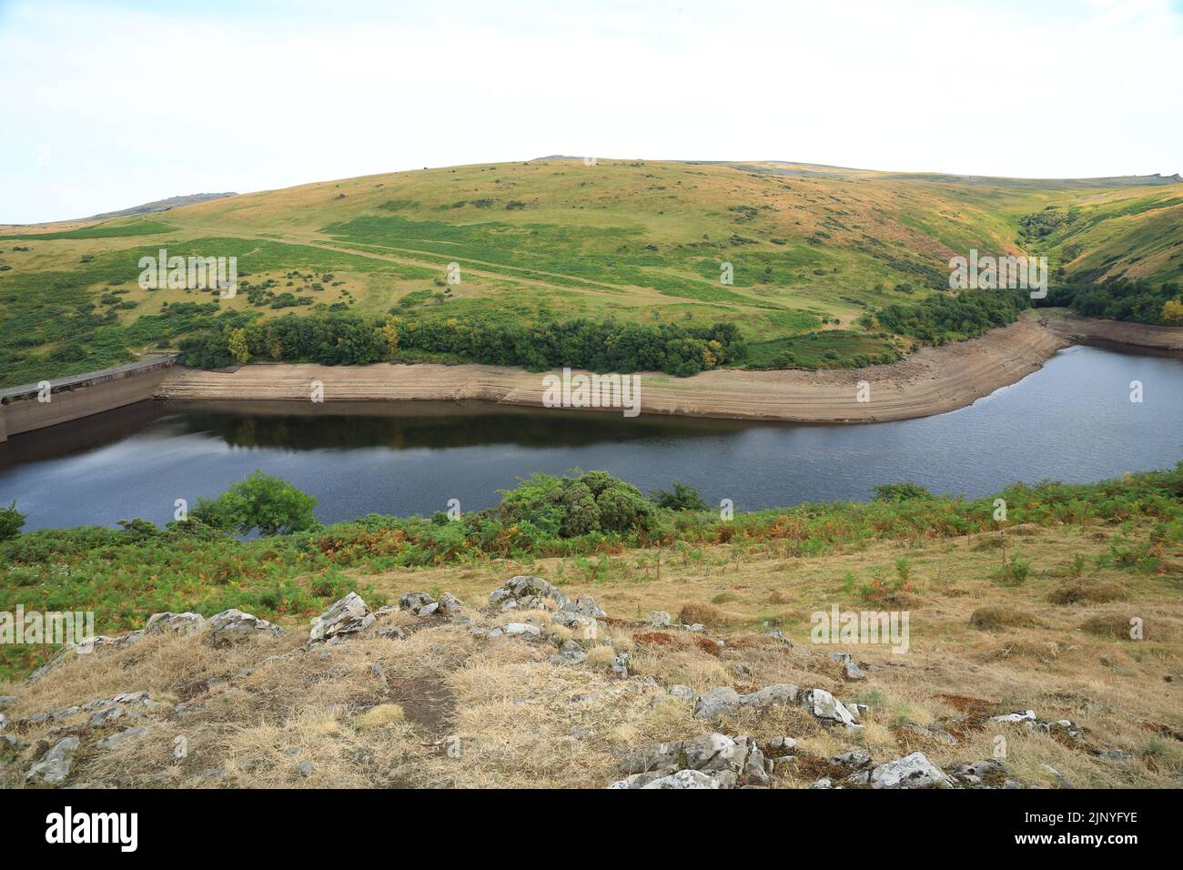 Meldon Reservoir at 49% full during 2022 drought, Near Okehampton ...