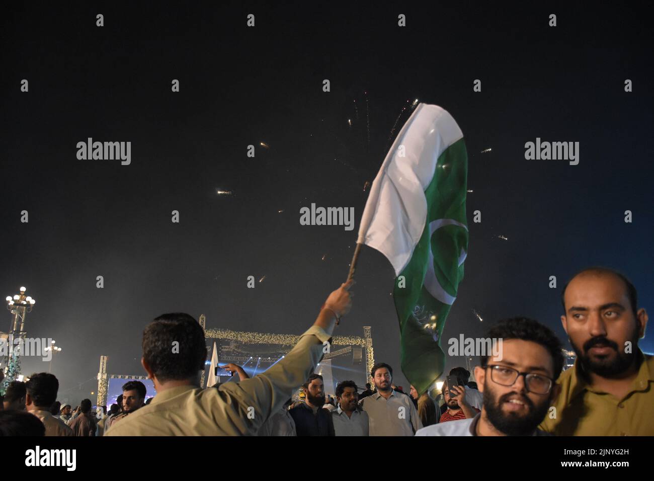 Islamabad, Capital, Pakistan. 14th Aug, 2022. Light and firework shows ...