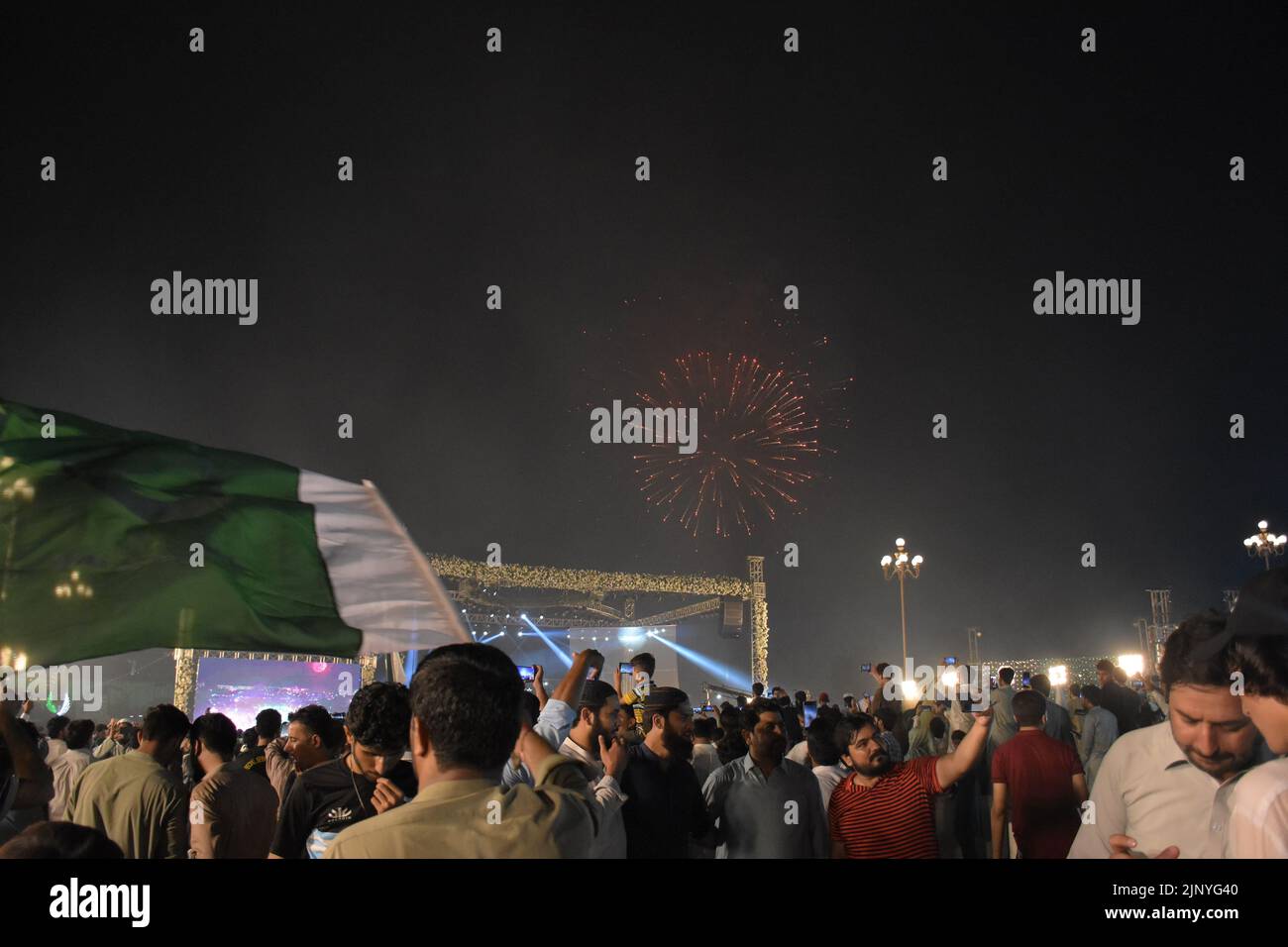 Islamabad, Capital, Pakistan. 14th Aug, 2022. Light and firework shows ...