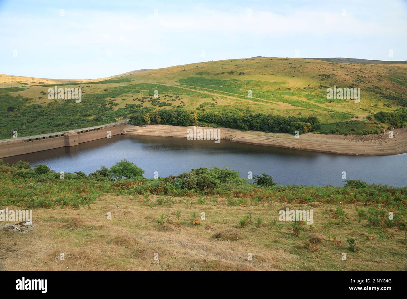 Meldon Reservoir at 49% full during 2022 drought, Near Okehampton ...