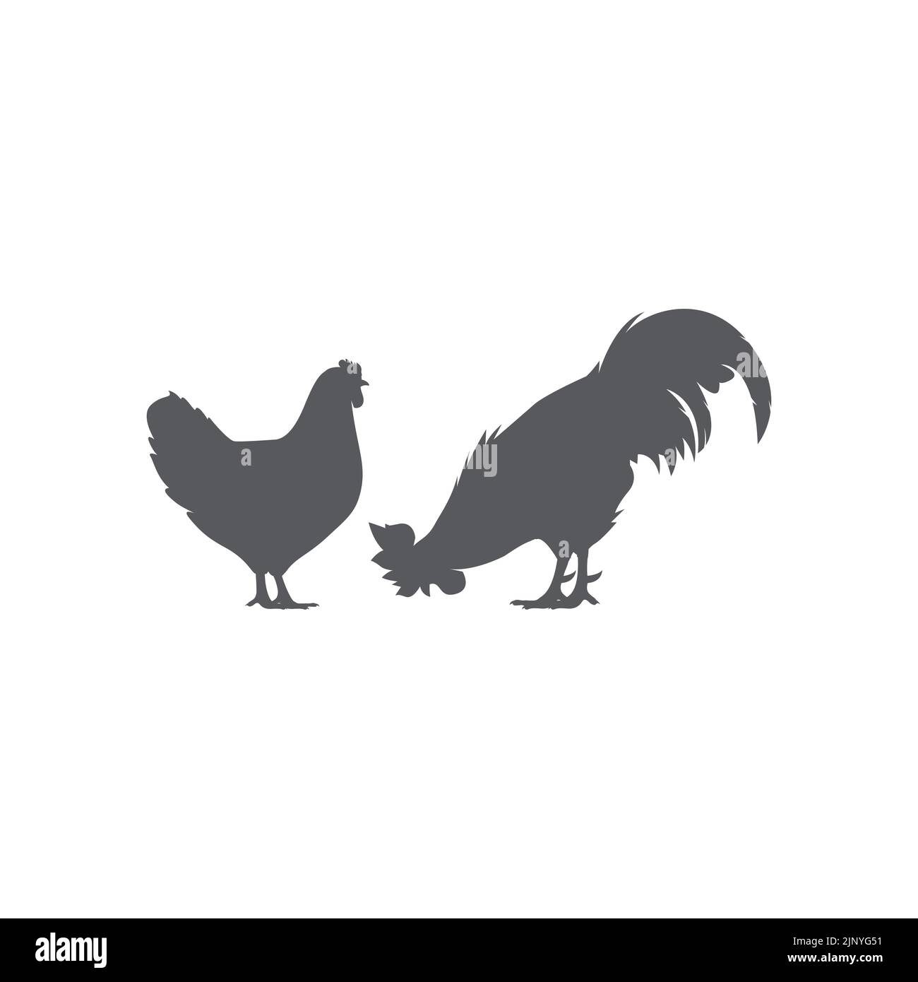 rooster icon and hen icon vector illustration. flat vector Farm Animal ...