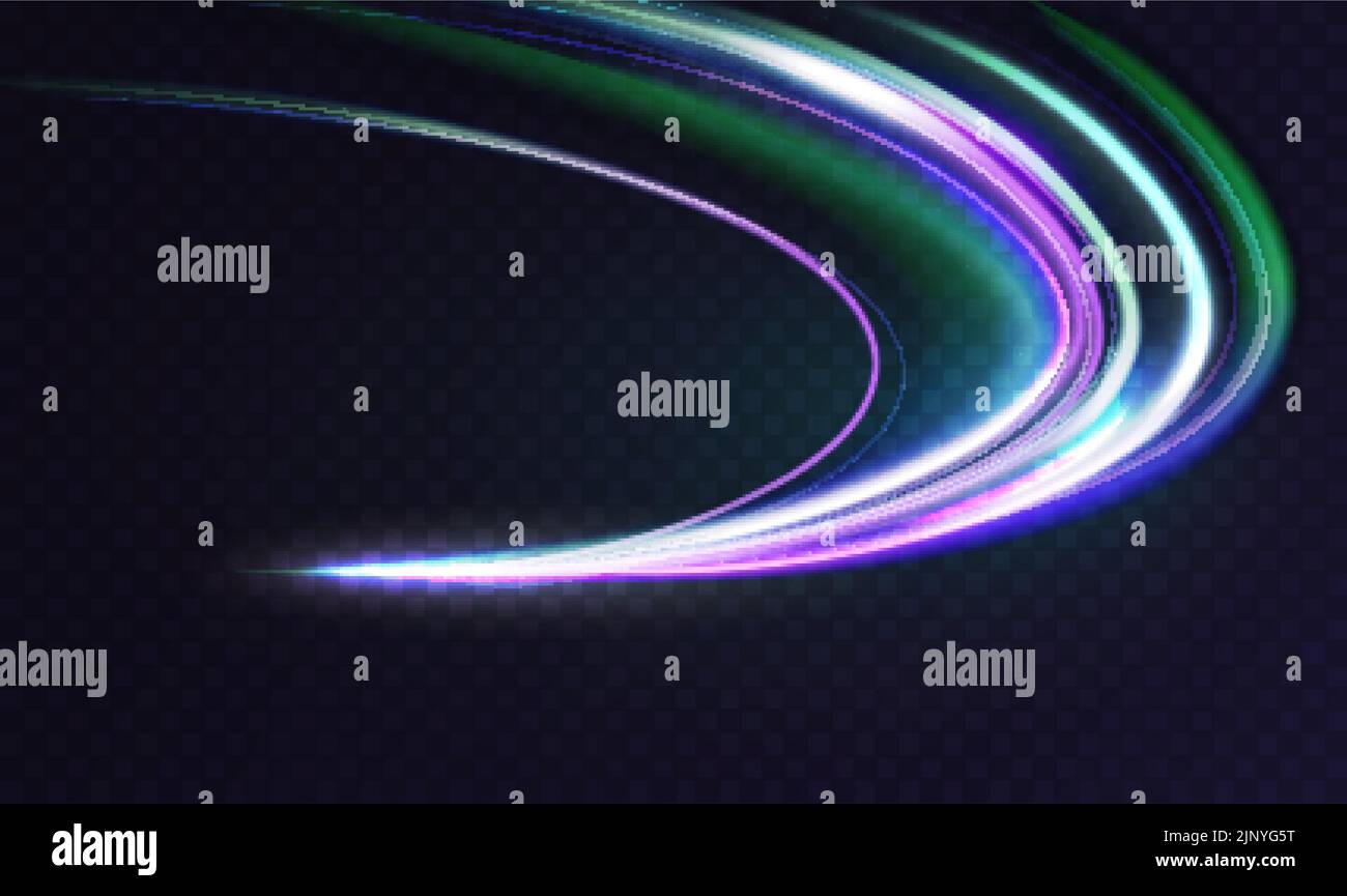 Glow of bright lines of transport vehicle drive on road highway ...