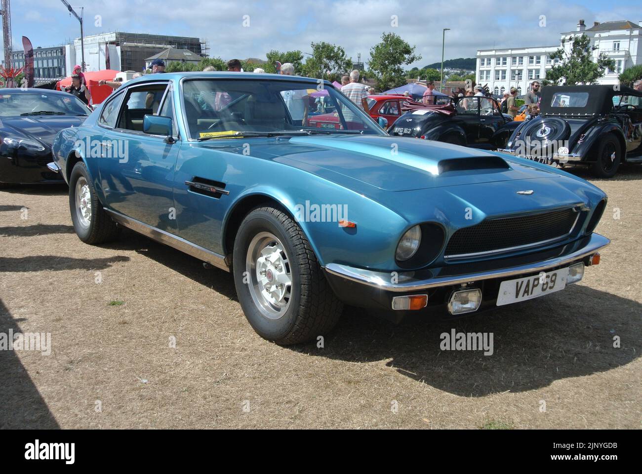 A 1978 Aston Martin V8 Saloon parked on display at the English Riviera ...