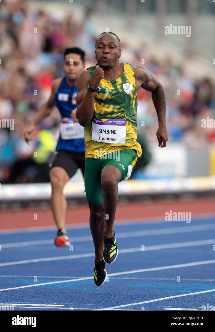 Akani Simbine of South Africa competing in the men’s 100m heats at the ...
