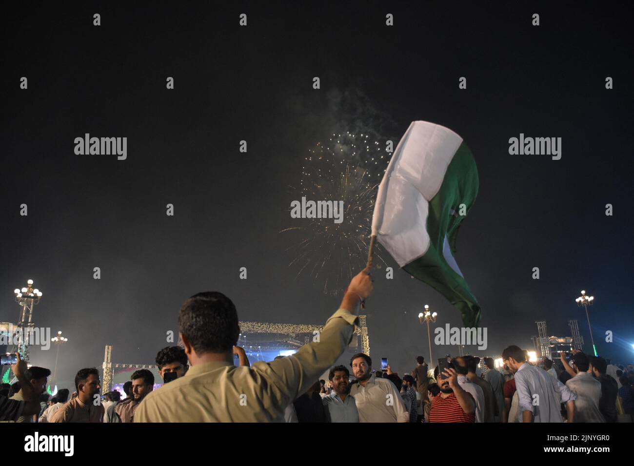 Islamabad, Capital, Pakistan. 14th Aug, 2022. Light and firework shows ...