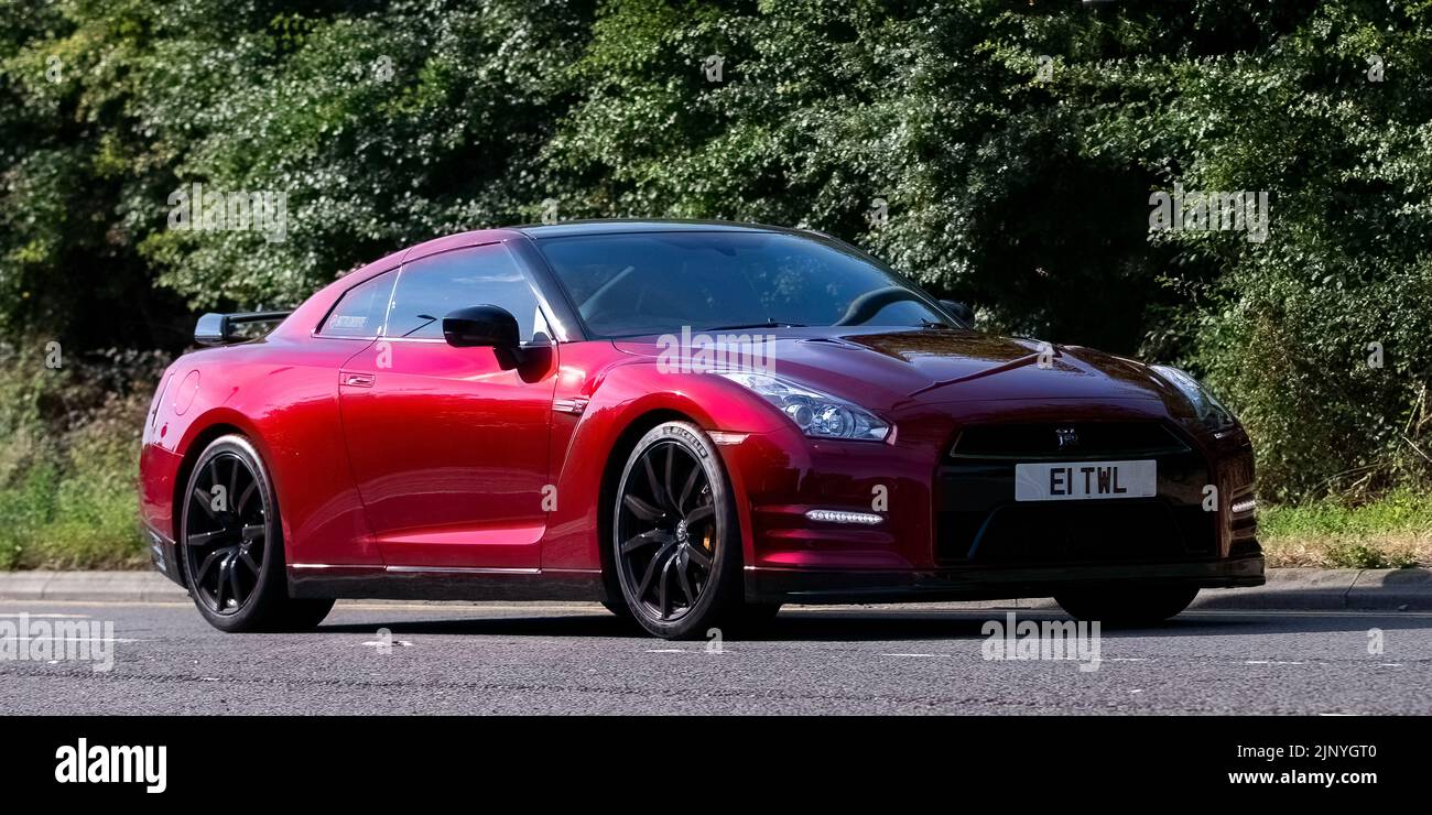 2012 red Nissan GT R coupe with a 3.8 twin turbo V6 engine Stock Photo ...