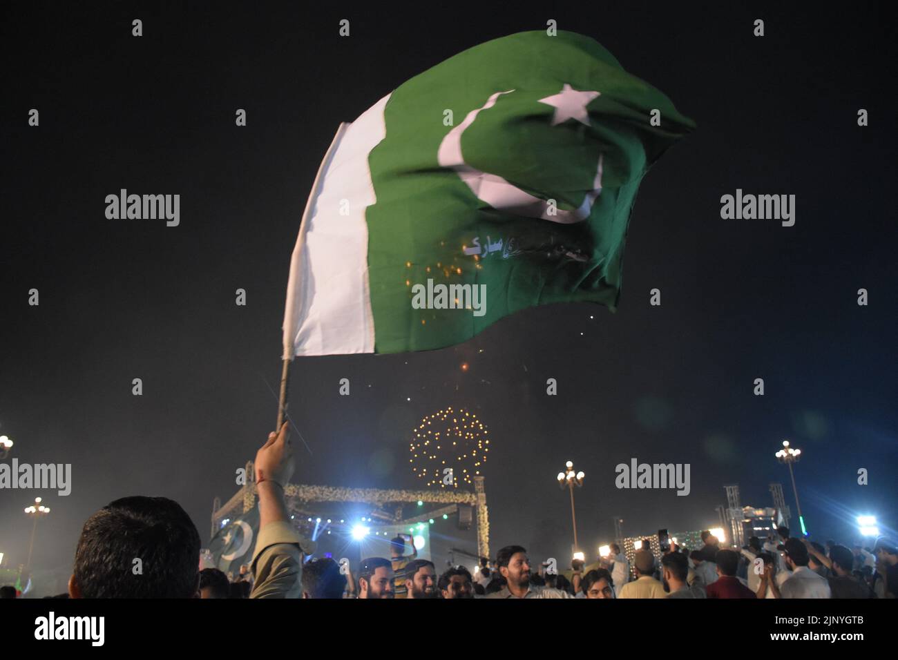 Islamabad, Capital, Pakistan. 14th Aug, 2022. Light and firework shows ...
