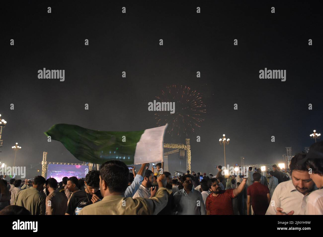 Islamabad, Capital, Pakistan. 14th Aug, 2022. Light and firework shows ...