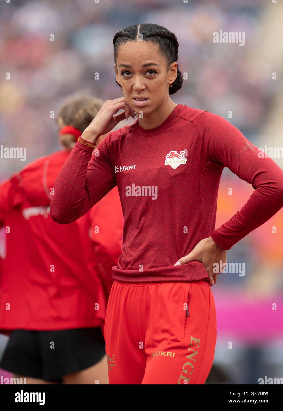 Katarina Johnson-Thompson of England competing in the women’s high jump ...