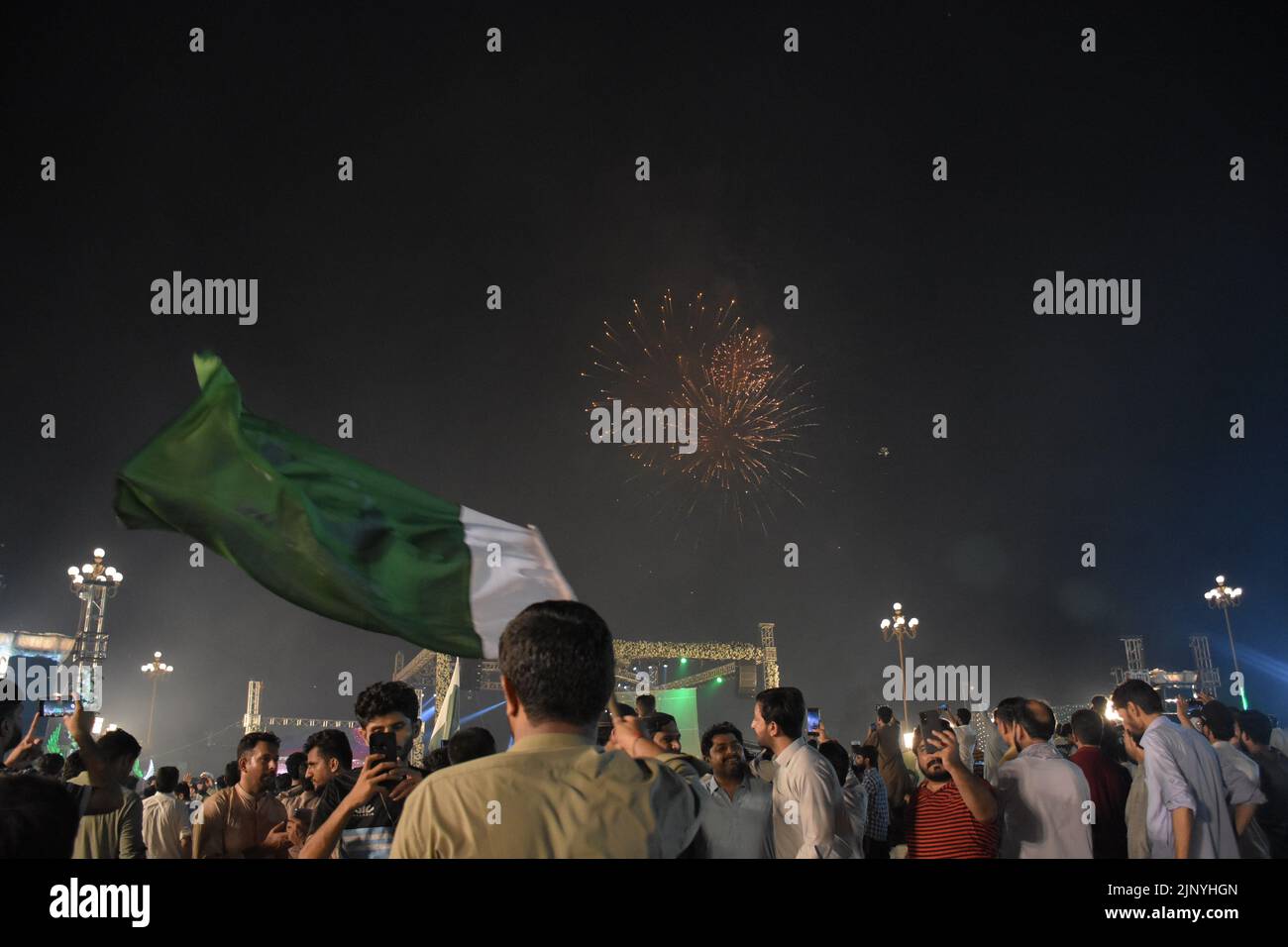 Islamabad, Capital, Pakistan. 14th Aug, 2022. Light and firework shows ...
