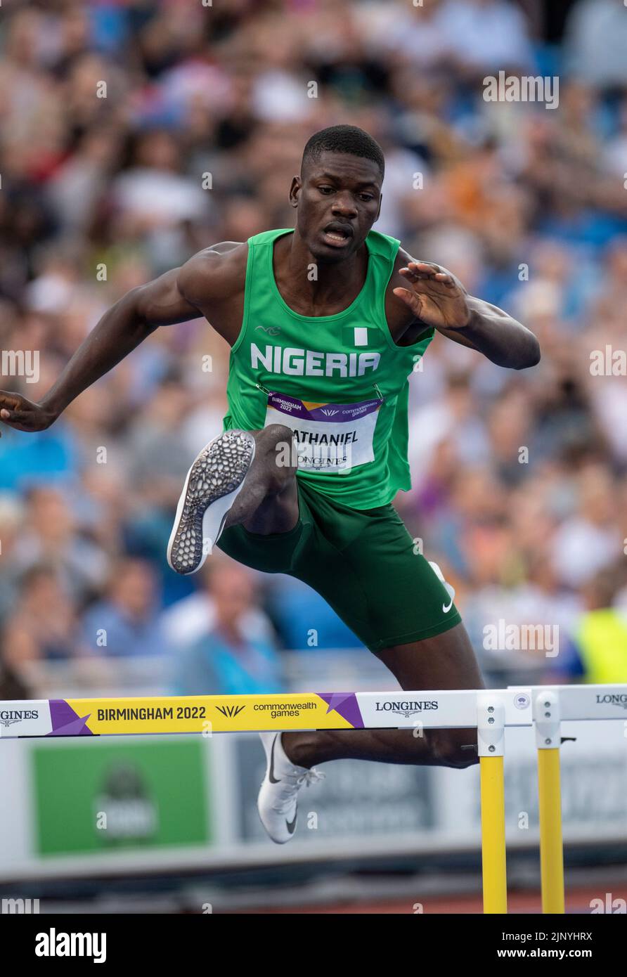 Ezekiel Nathaniel of Nigeria competing in the men’s 400m hurdles at the ...