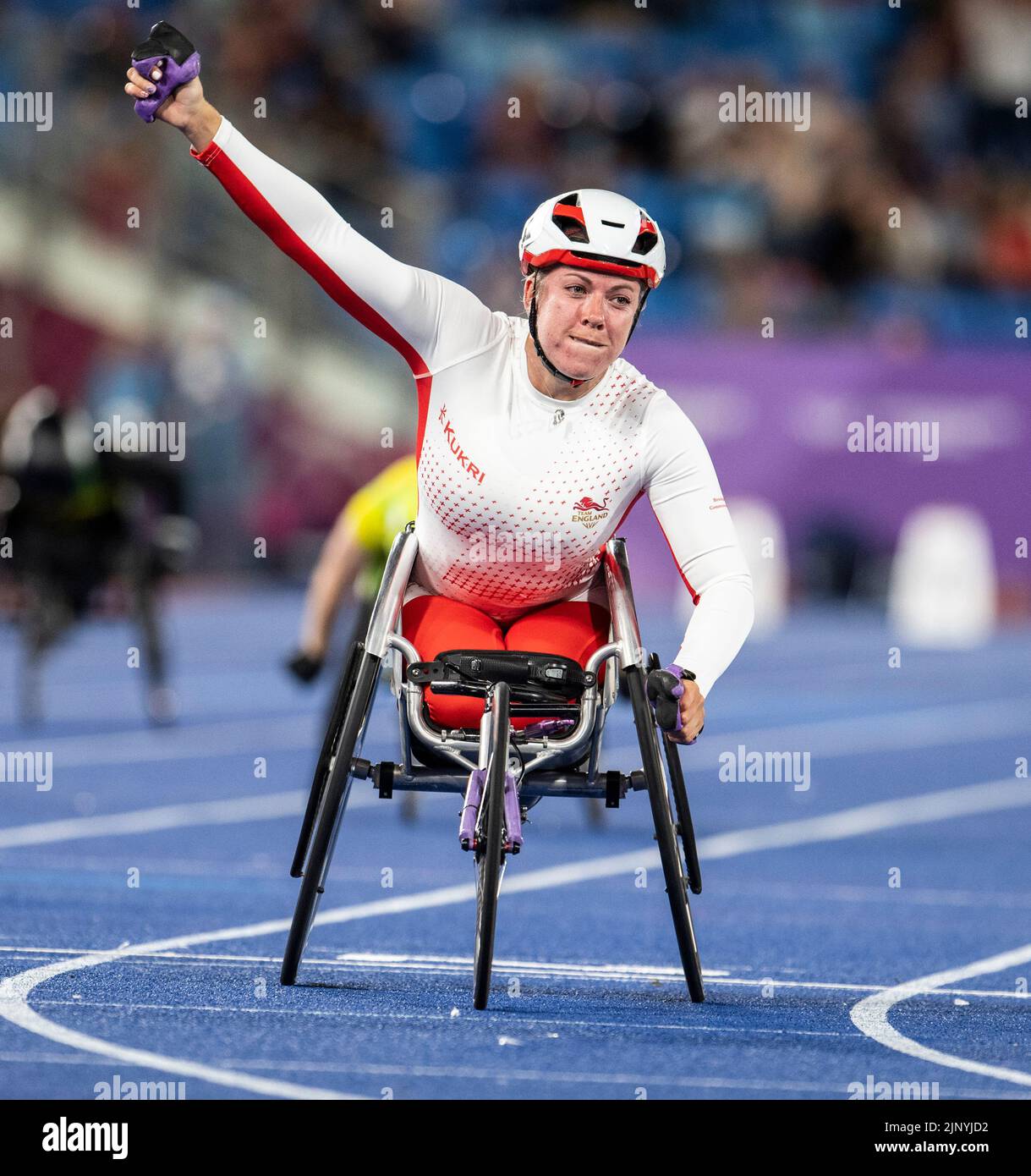 Hannah Cockroft of England competing in the women's T33/34 100m final ...