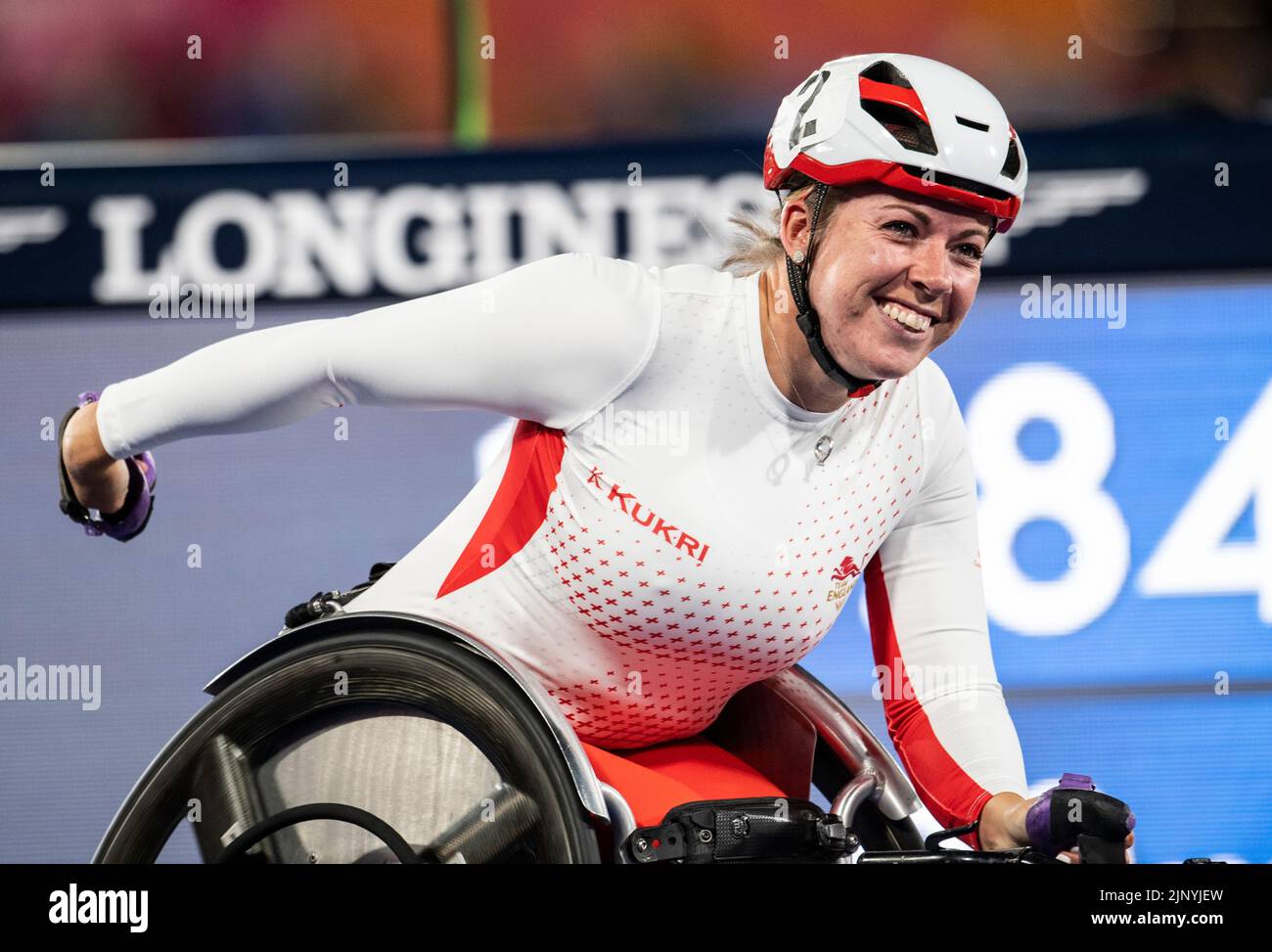 Hannah Cockroft of England competing in the women's T33/34 100m final ...