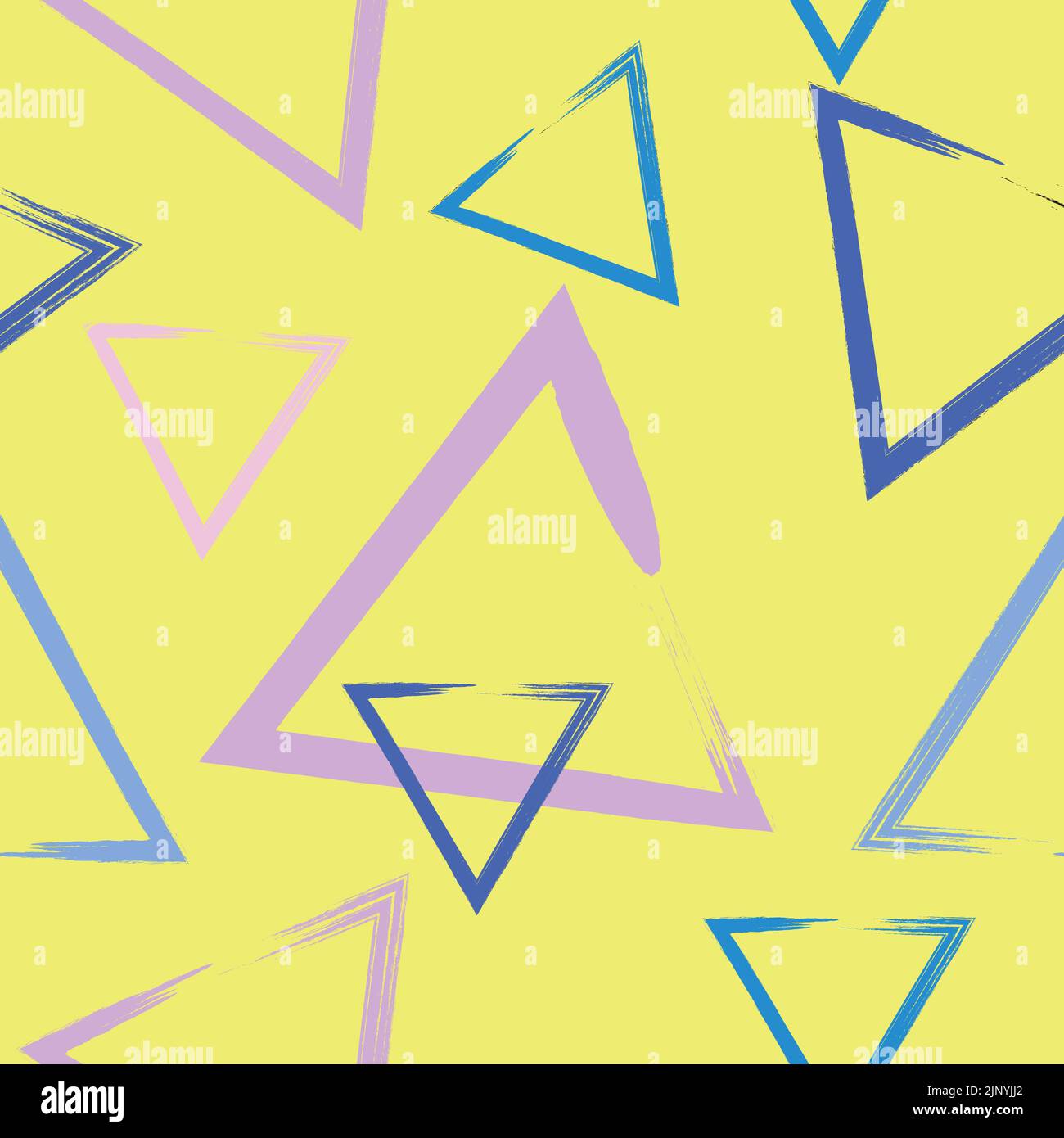 Pastel colorful triangles on the yellow background. Seamless geometric ...