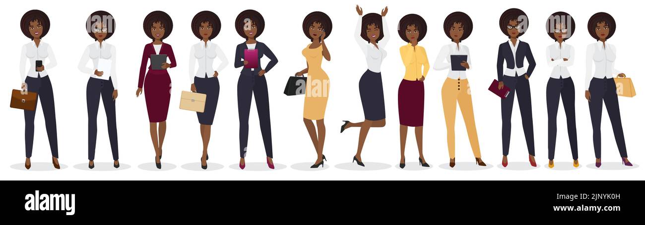 Professional female business team set vector illustration. Cartoon ...