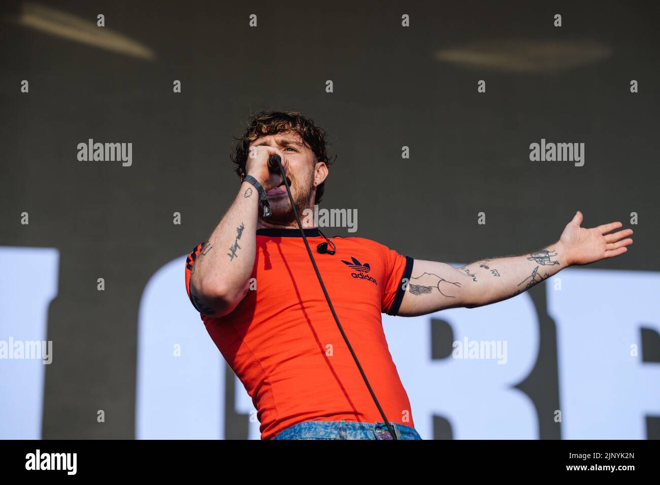 Newquay, Cornwall, UK. 14th August, 2022. Tom Grennan performing on ...