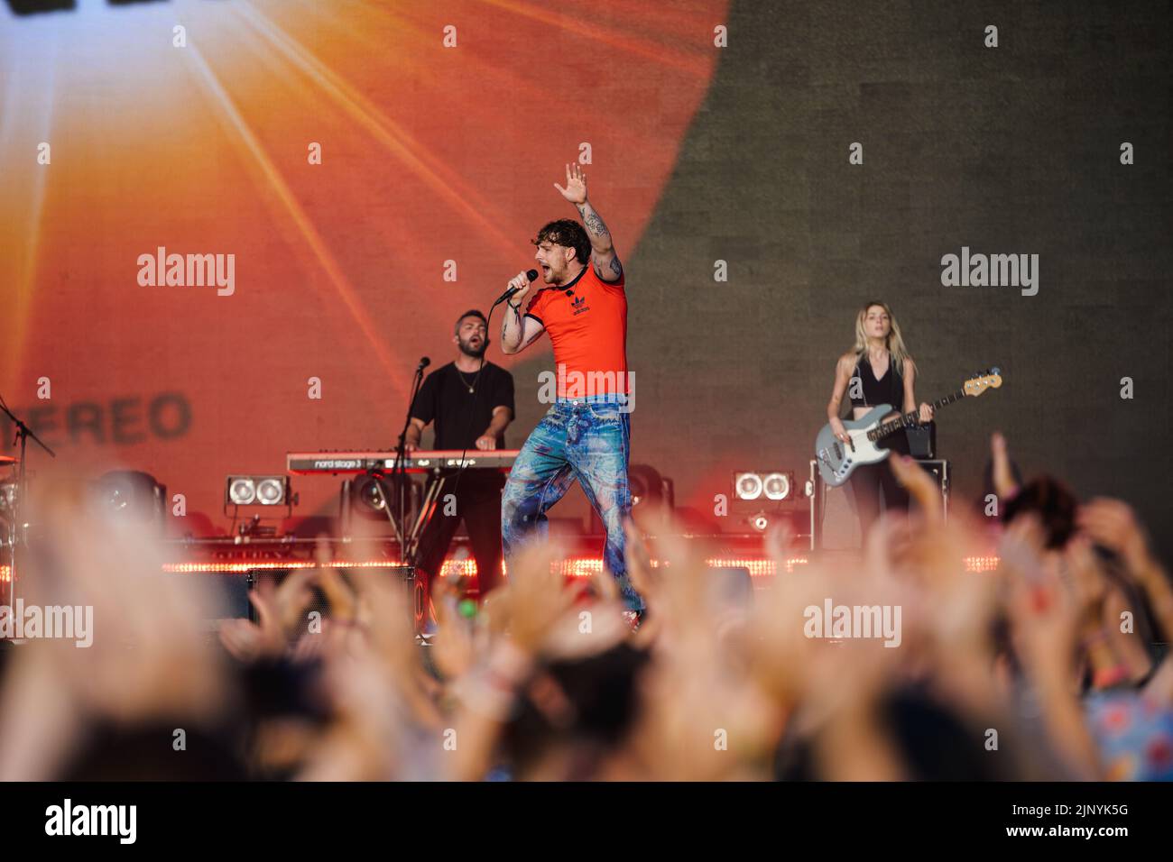 Newquay, Cornwall, UK. 14th August, 2022. Tom Grennan performing on ...