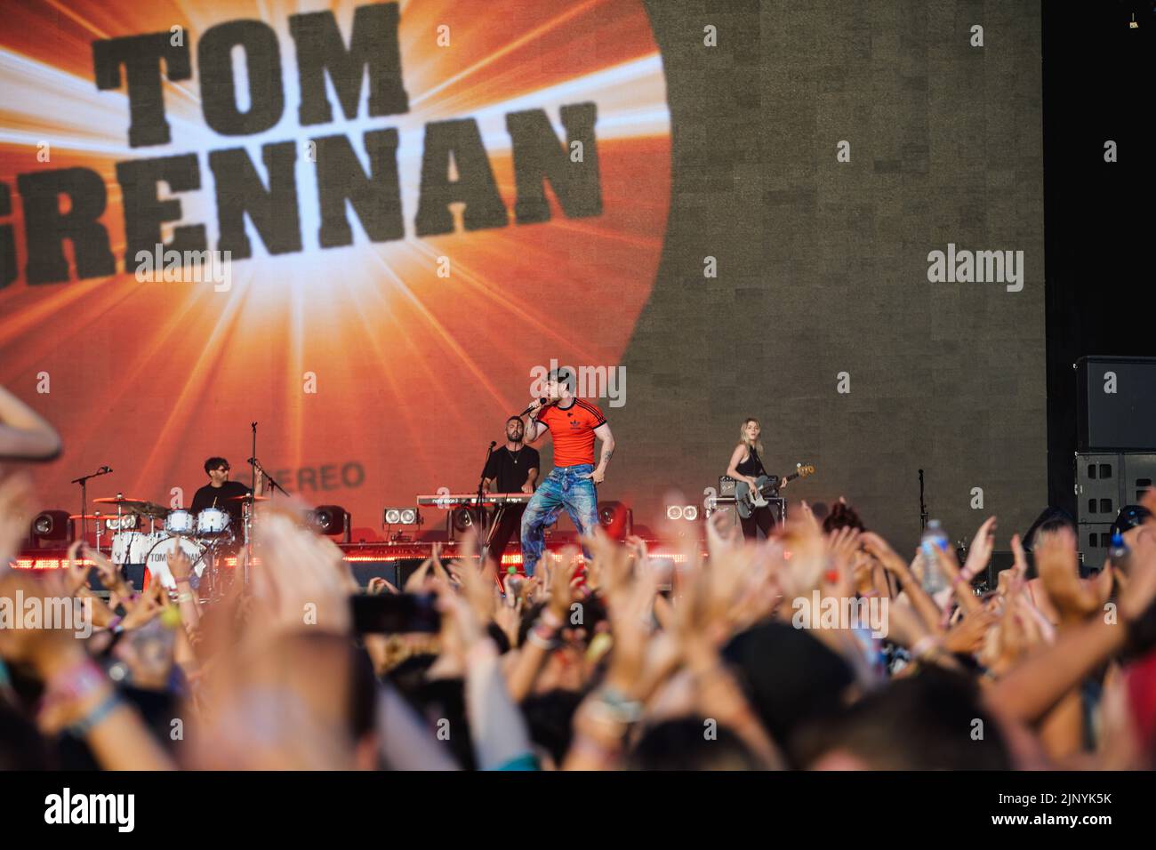 Newquay, Cornwall, UK. 14th August, 2022. Tom Grennan performing on ...