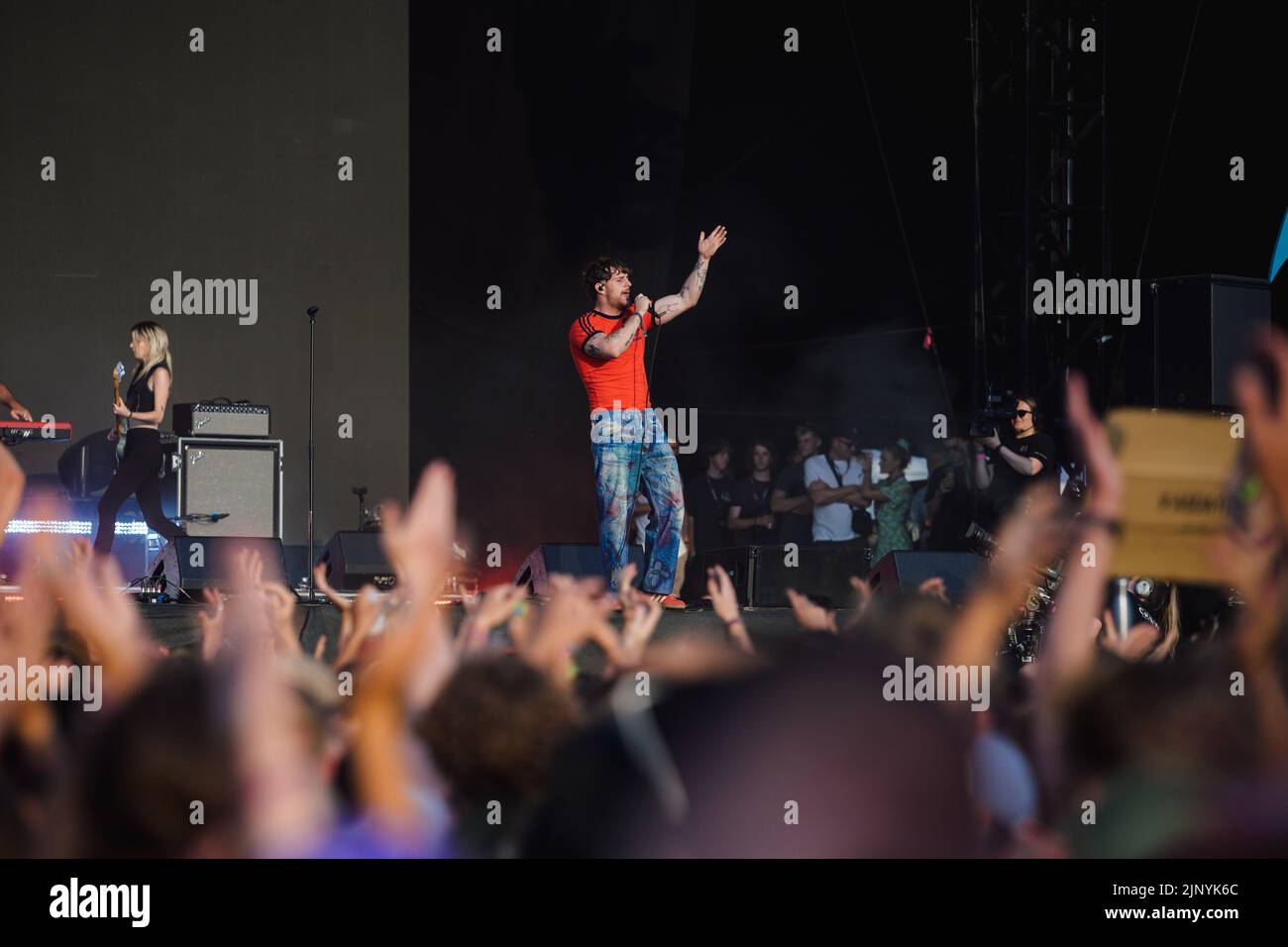 Newquay, Cornwall, UK. 14th August, 2022. Tom Grennan performing on ...