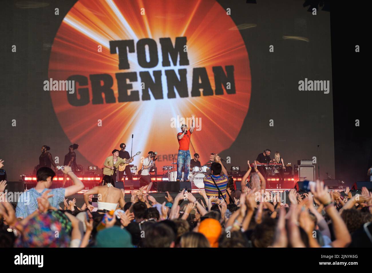Newquay, Cornwall, UK. 14th August, 2022. Tom Grennan performing on ...