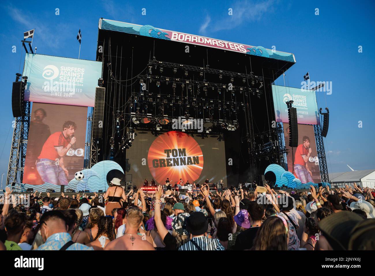 Newquay, Cornwall, UK. 14th August, 2022. Tom Grennan performing on ...