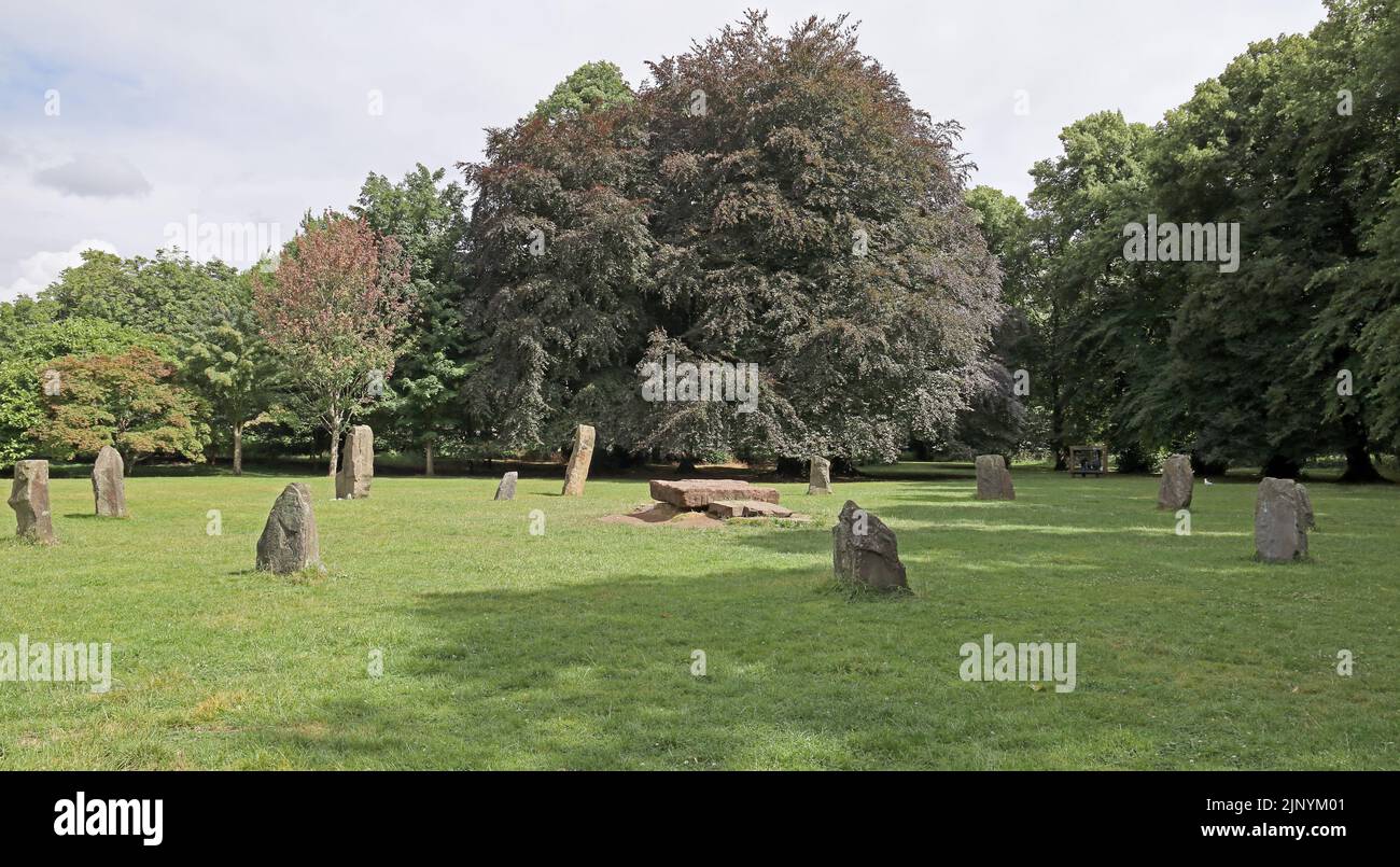 Gorsedd circle from National Eisteddfod. Standing stones and central ...