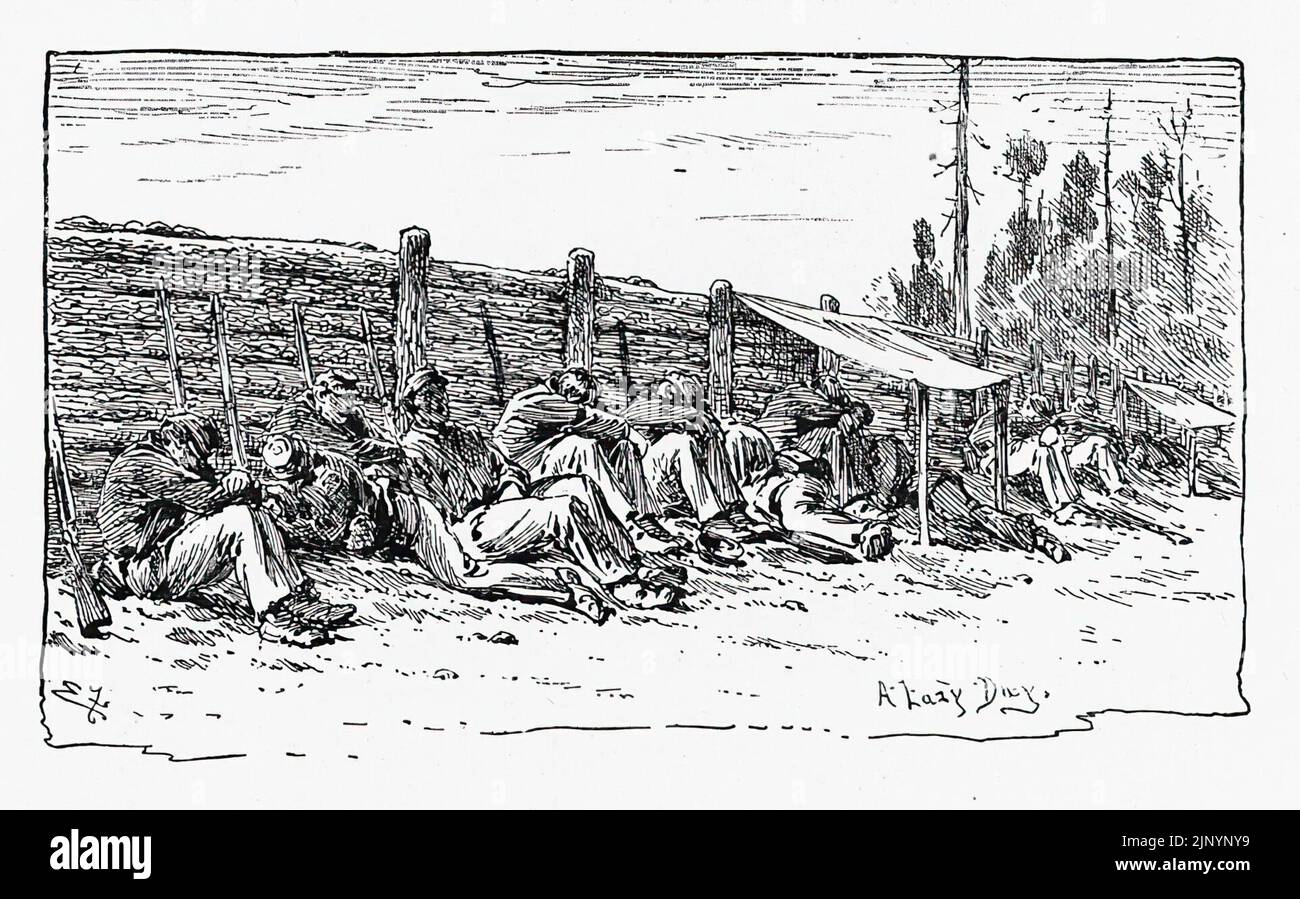 A Lazy Day. Union Army soldiers during a lull. 19th century American ...