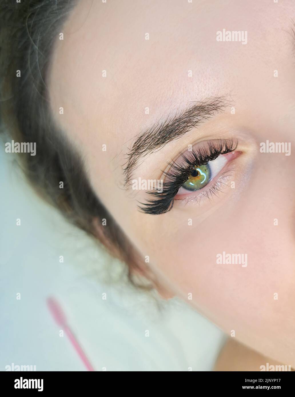 Close up of eyelash Extensions mega volume kim k wet effect . High quality photo Stock Photo - Alamy