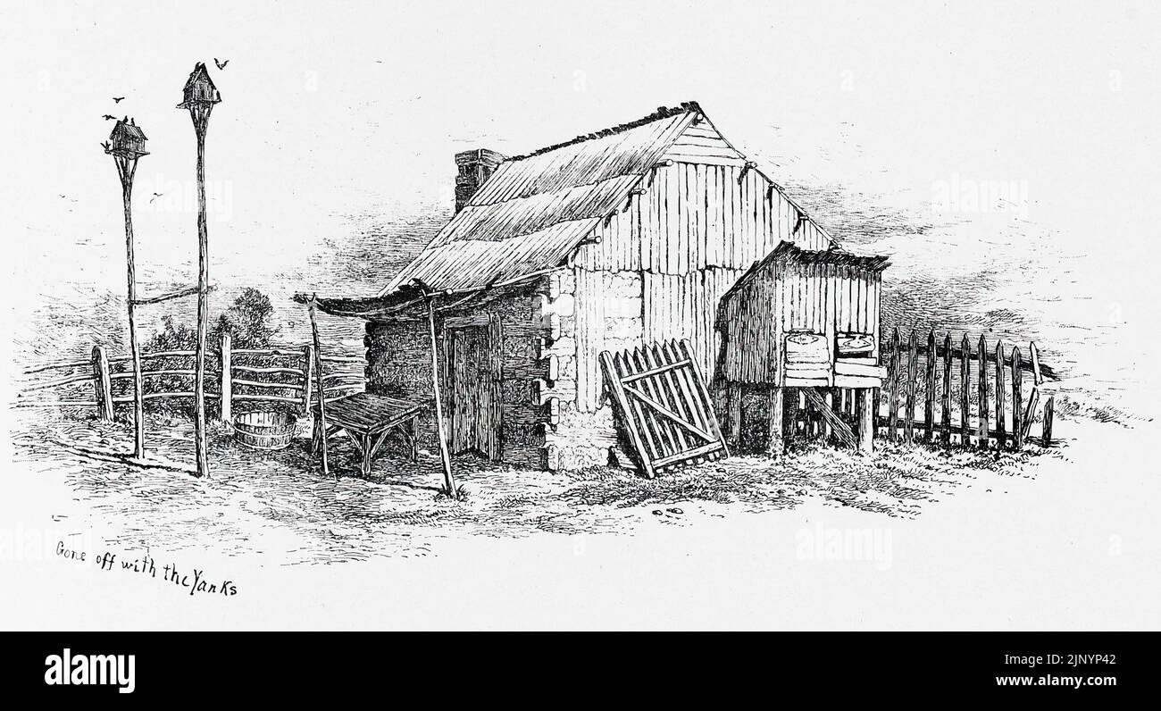 Gone off with the Yanks. An abandoned southern slave cabin. 19th ...