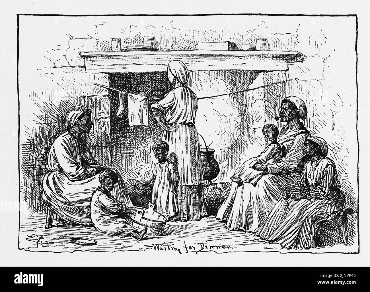 Waiting for Dinner. Interior of a southern slave cabin. 19th century ...