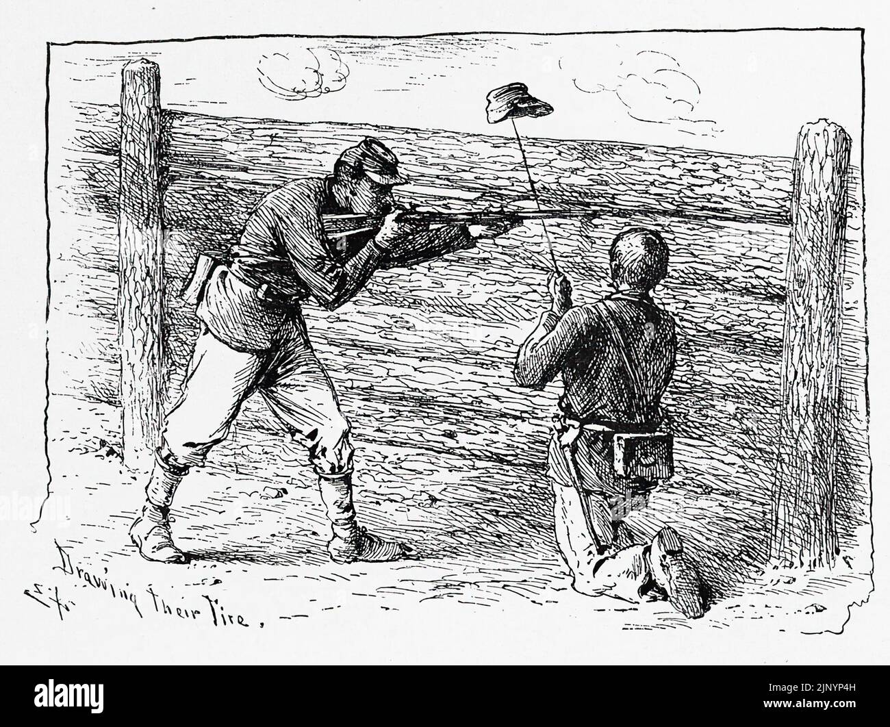 Drawing their Fire. 19th century American Civil War illustration by ...