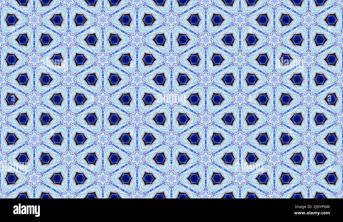 Seamless repeat pattern in blue and white shapes Stock Photo - Alamy