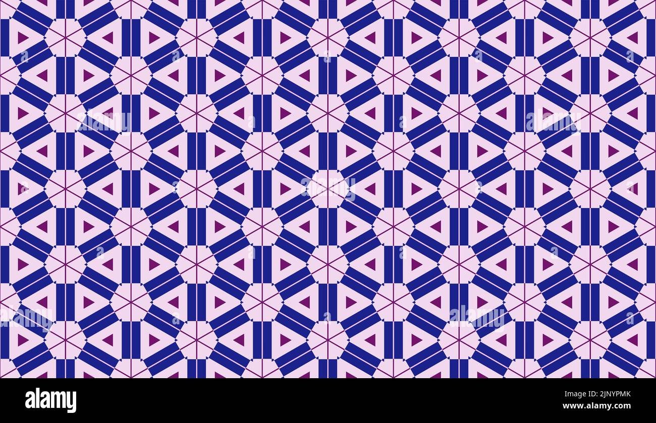 Blue and white seamless repeat pattern with pink triangles and unusual ...