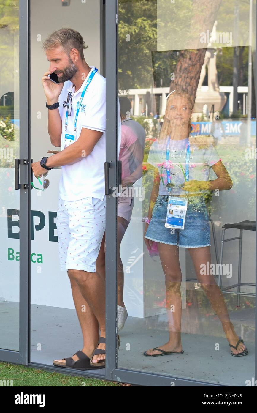 Massimiliano Rosolino and daughters Sofia Nicole and Victoria Sidney attend at the European ...
