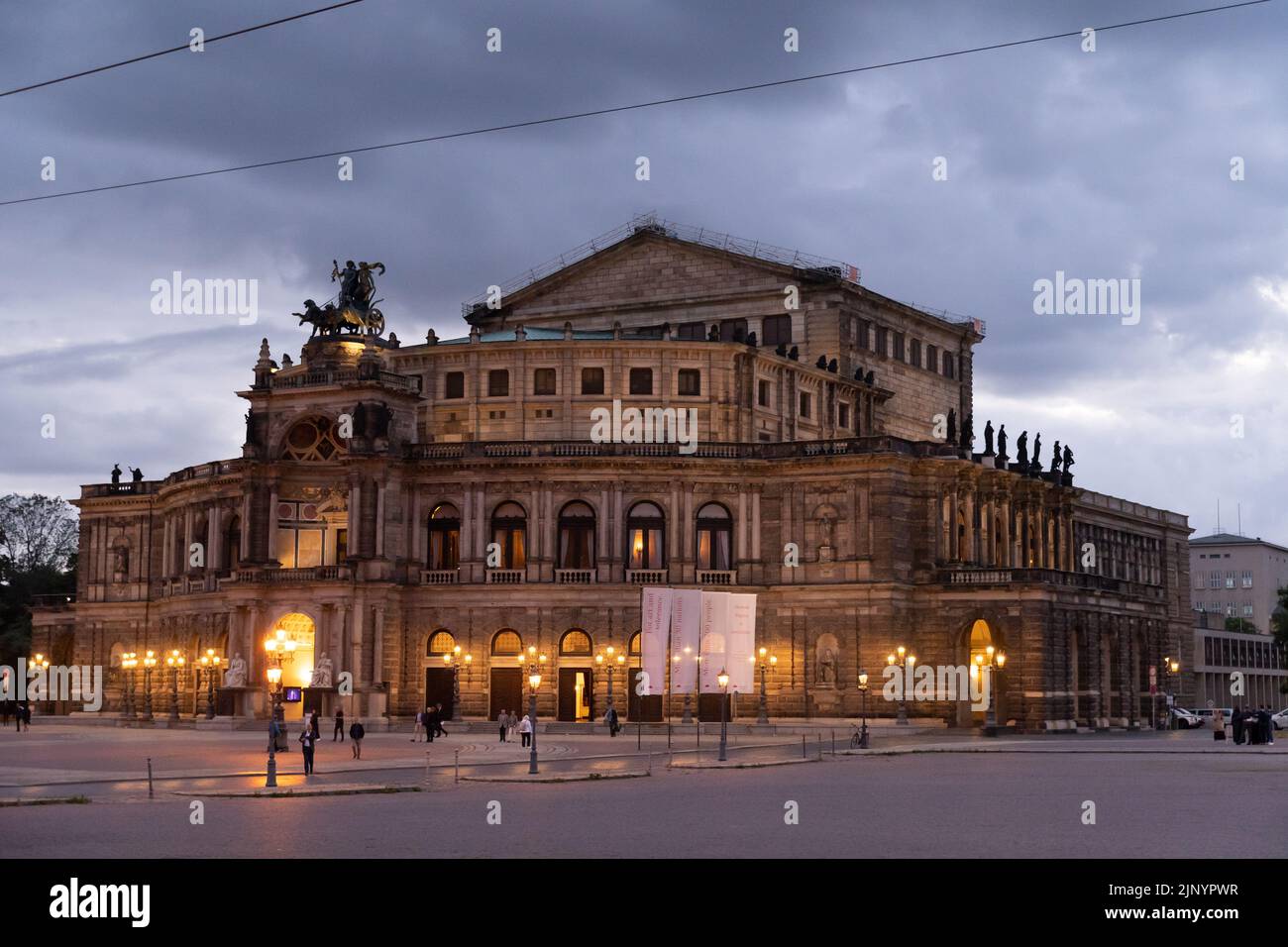 Dresden, Saxon, Germany, July 10, 2022 Illuminated Semper opera ...