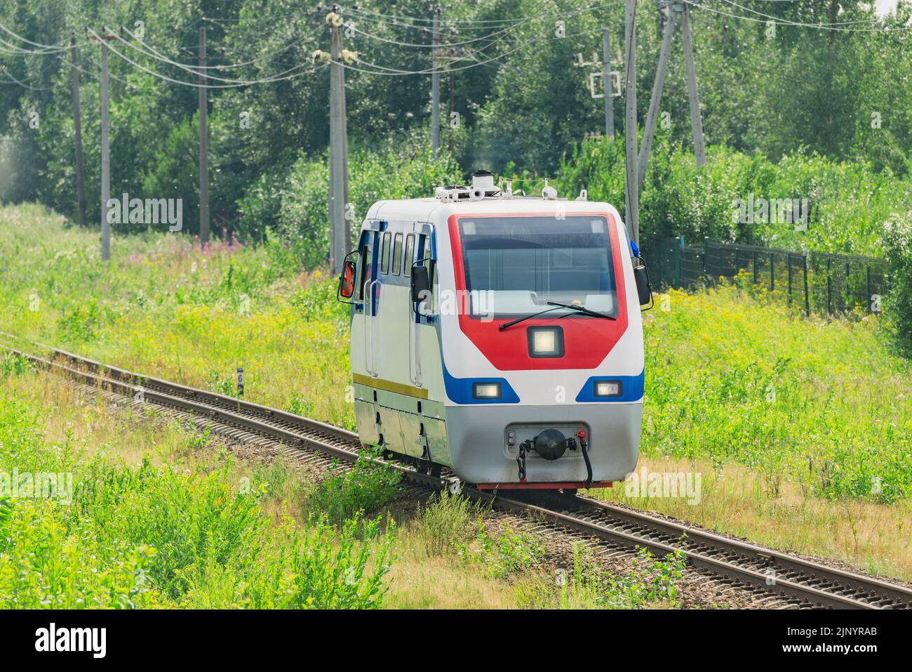 Narrow gauge diesel locomotive of Children's railway. Saint Petersburg. Russia Stock Photo - Alamy