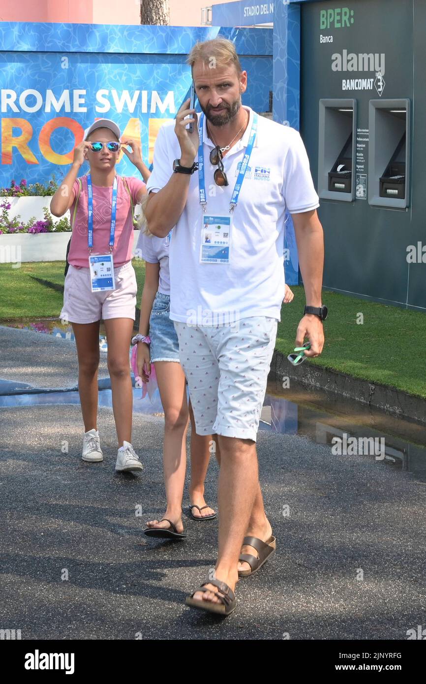 Rome, Italy. 13th Aug, 2022. Massimiliano Rosolino and daughters Sofia ...