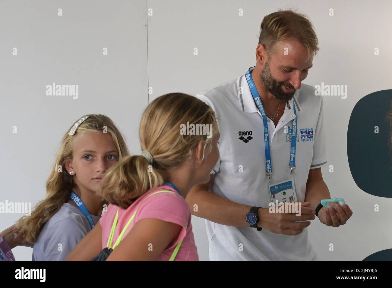 Rome, Italy. 13th Aug, 2022. Massimiliano Rosolino and daughters Sofia ...