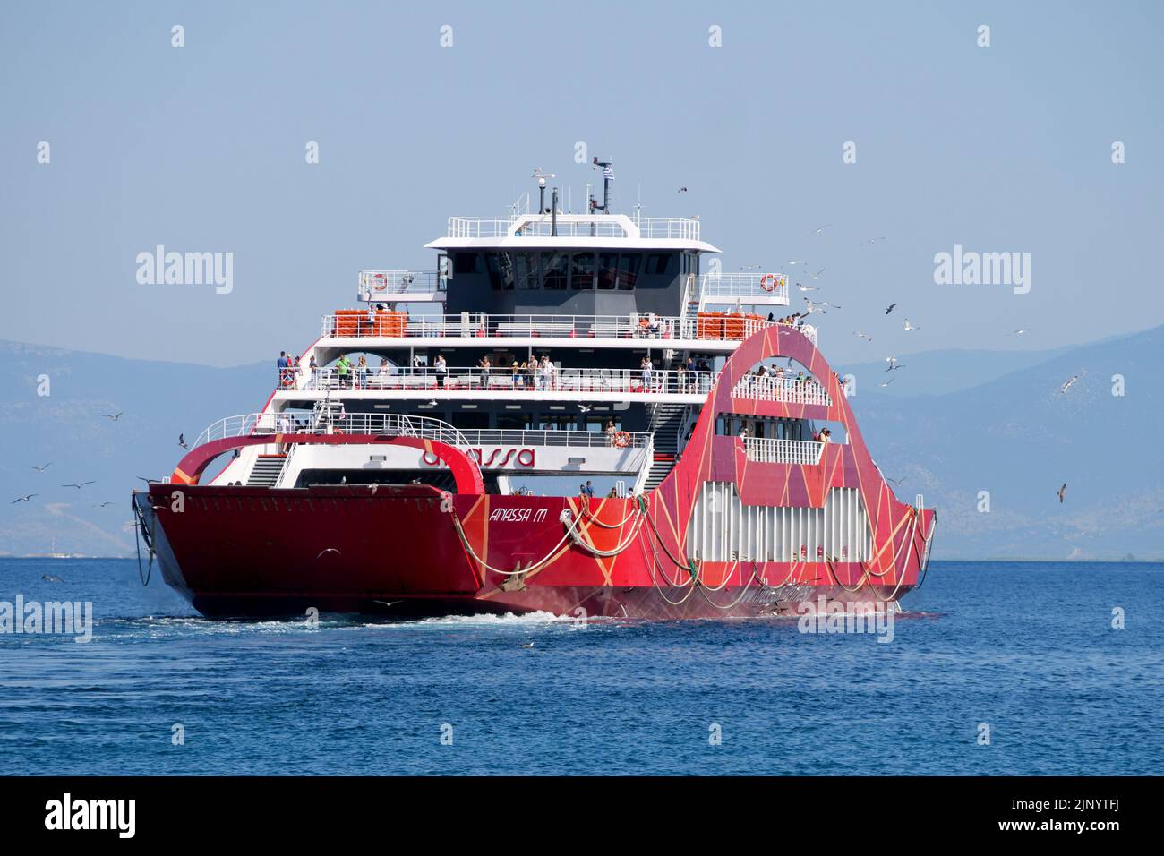 Ferry-boat, Thassos island, Macedonia, North-Eastern Greece Stock Photo ...